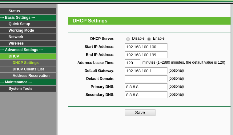 Basic home gateway services: DHCP, DNS, NAT