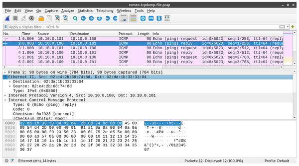 Inspecting network traffic with tcpdump and Wireshark